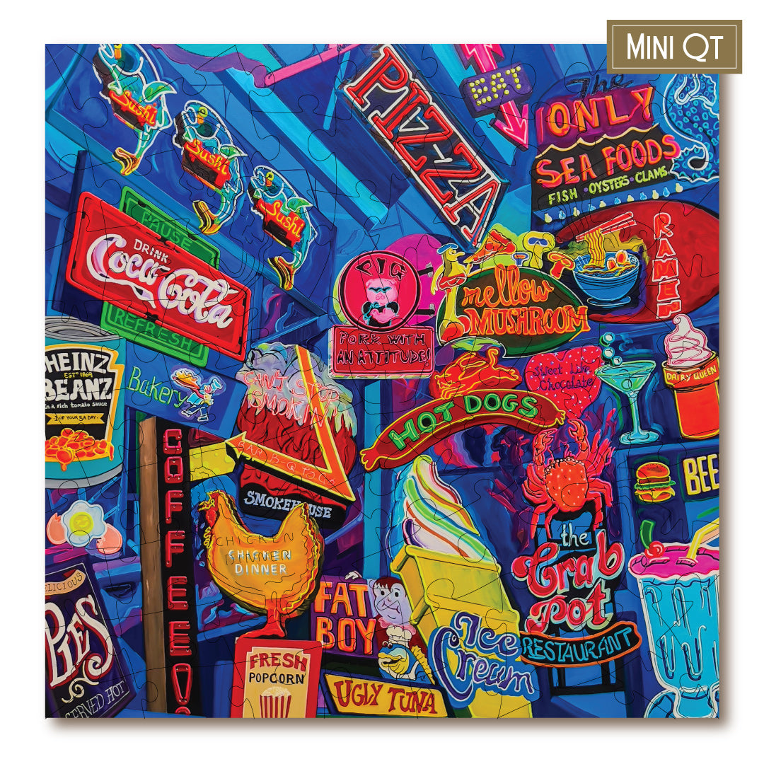 Victory Wooden Jigsaw Puzzles | Neon Hell's Kitchen MINI QT – Victory Wooden Puzzles
