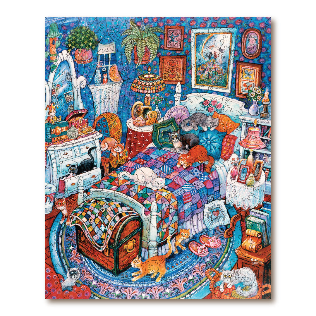 Victory Wooden Jigsaw Puzzles | Blue Bedroom Cats – Victory Wooden Puzzles